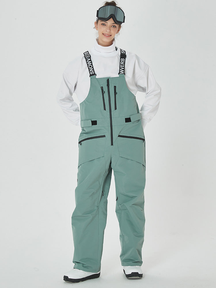 Womens Mountain Freerider Swag Cargo Snowboard Bib Overalls Snow Pants ...