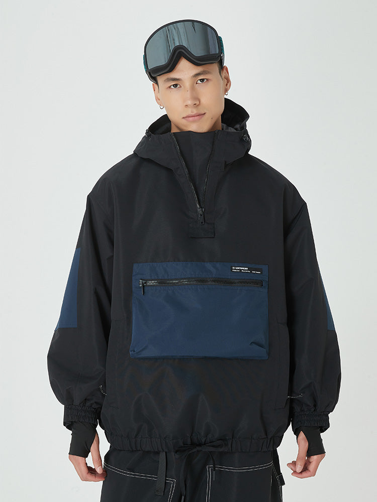 Men's Winter Bomber Baggy Snowboard Jacket Big Cargo Pocket Snow Coat ...