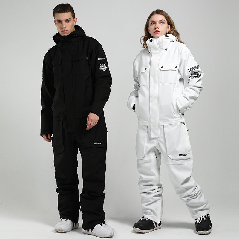 Mens Gsou Snow Mountains Tiger Gangster Style OnePiece Snowboard Suits ...