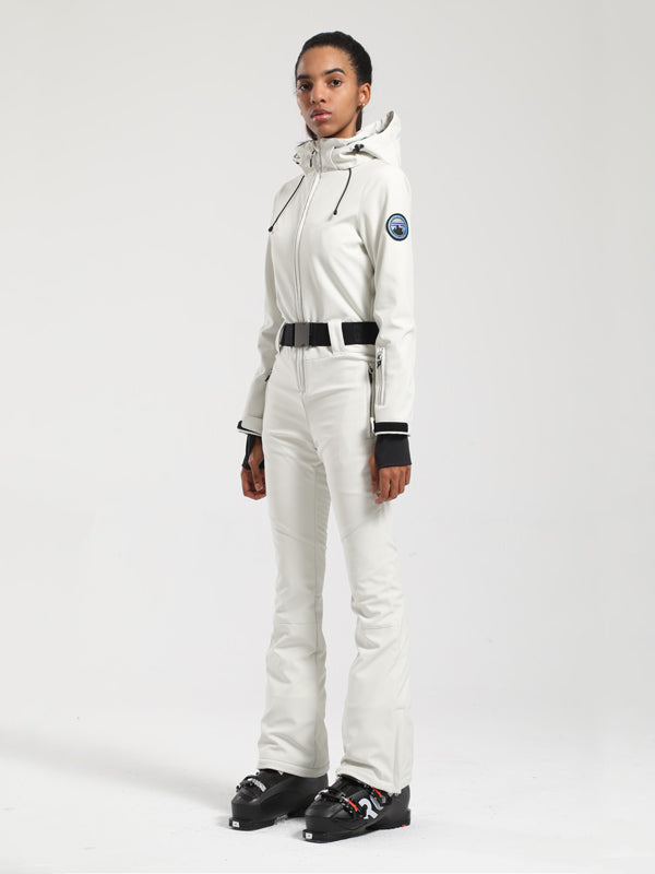 Women's Gsou Snow Classic Belted Slim Fit Flare Ski Suit One Piece ...