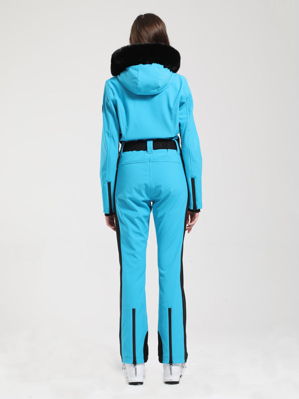 Women's Gsou Snow Classic Faux-Fur Trim Flare Dawn Ski Suit One Piece ...